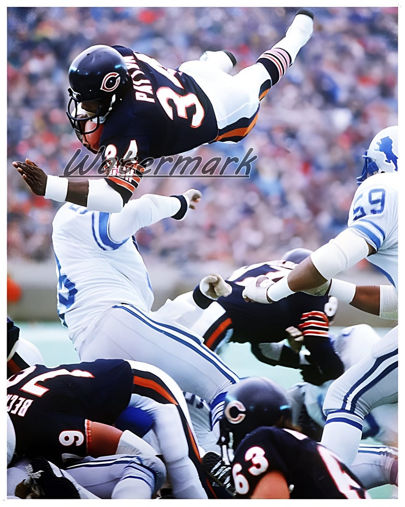NFL 1984 Sweetness Walter Payton Chicago Bears Over Top TD Color 8 X 10 ...