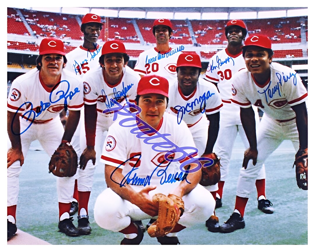 MLB 1970's Big Red Machine Starting 8 Rose Bench REPRINT Autograph 8 X ...