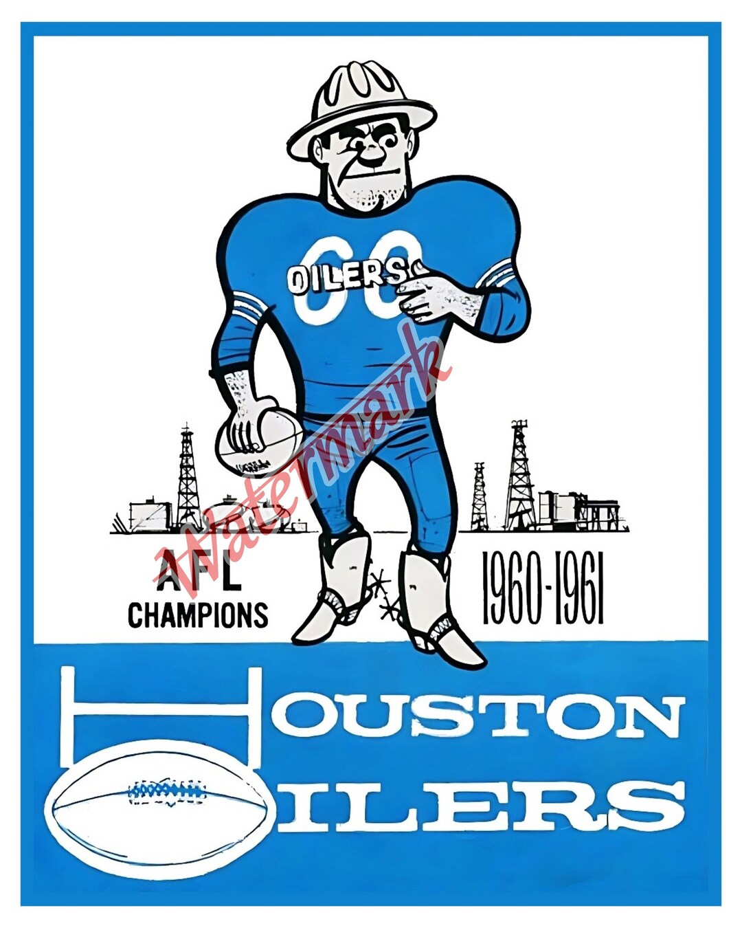 AFL 1960 Houston Oilers Champions Art Print Color 8 X 10 Photo Picture ...