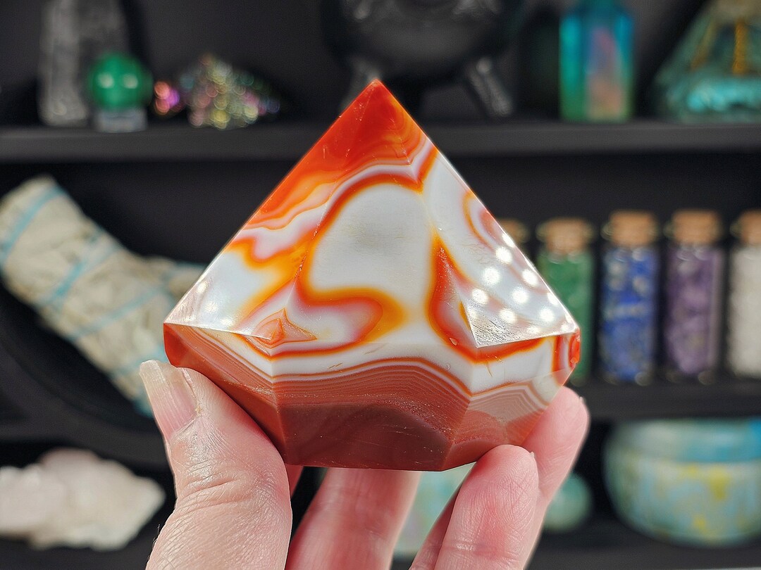 Fiery Carnelian Diamond Carving - Crystal Carving - Healing Crystal - Etsy