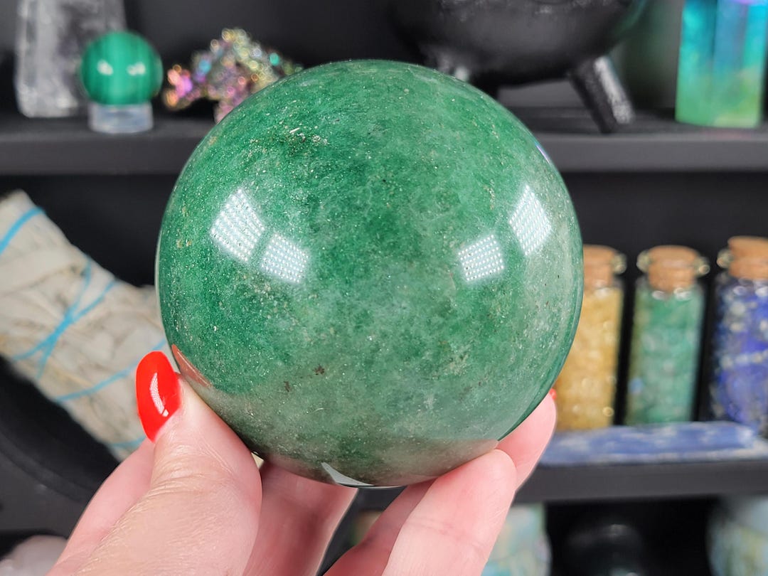 Large Green Strawberry Quartz Sphere - Crystal Sphere - Healing Crystal ...