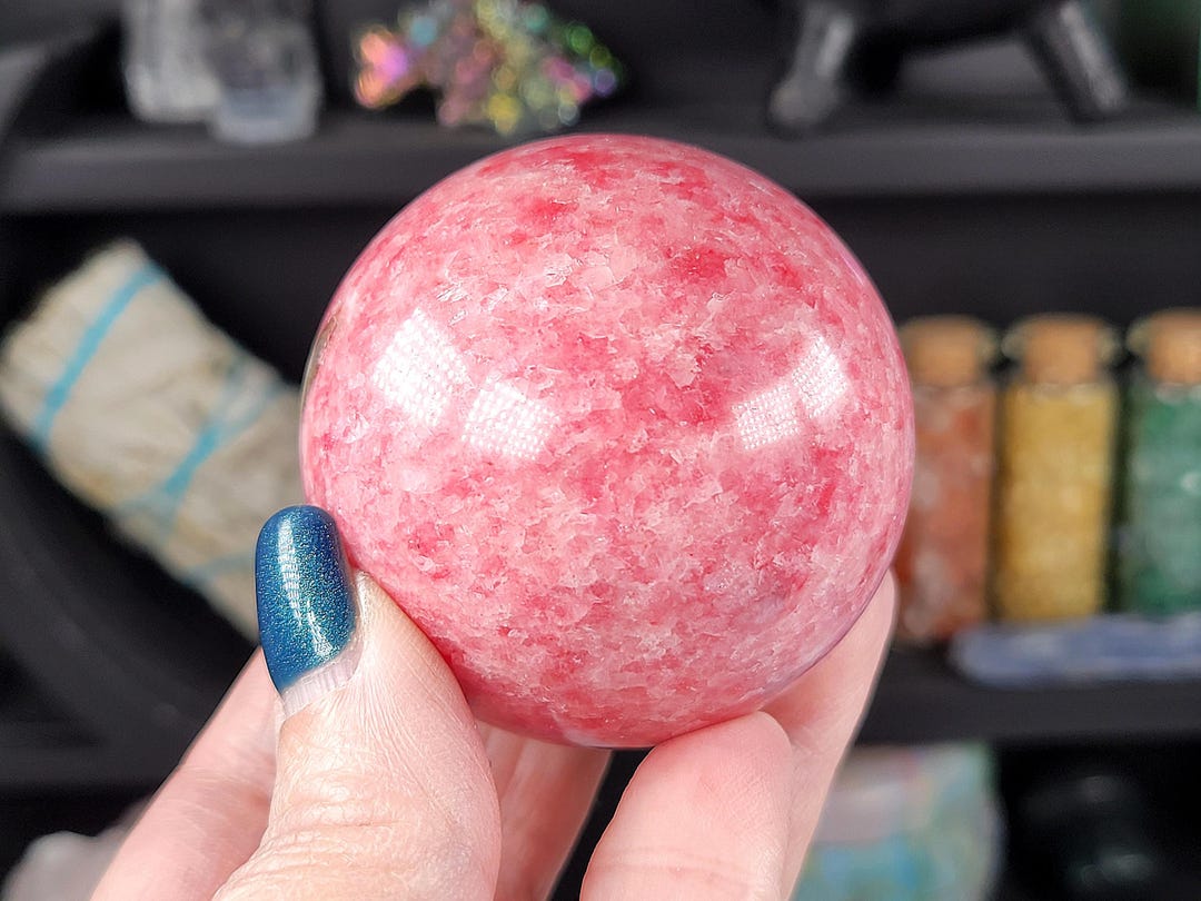 Rare Pink Thulite Sphere With Epidote Crystal Sphere Healing Crystal - Etsy