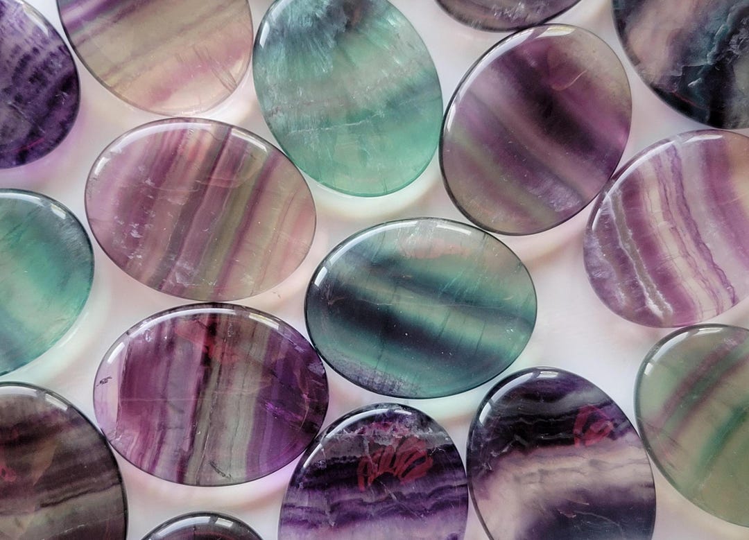 Fluorite Worry Stone With Thumb Indent - Crystal Thumb Stone - Healing ...