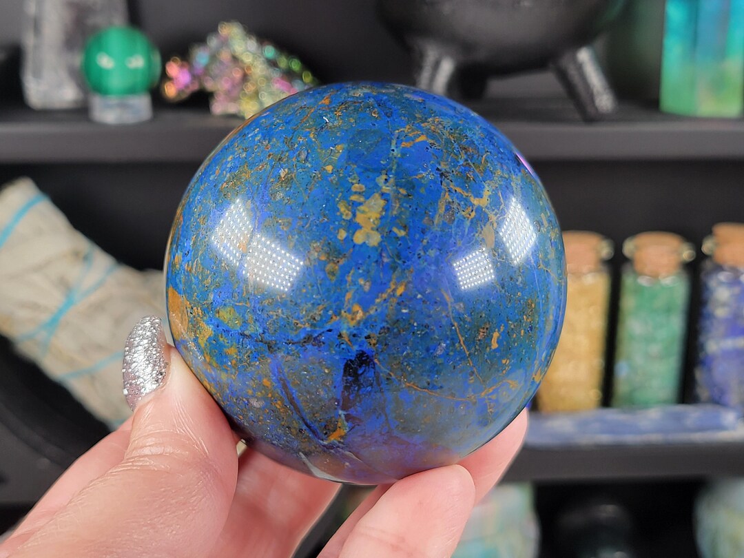 Large Azurite With Chrysocolla and Malachite Sphere Crystal Sphere ...