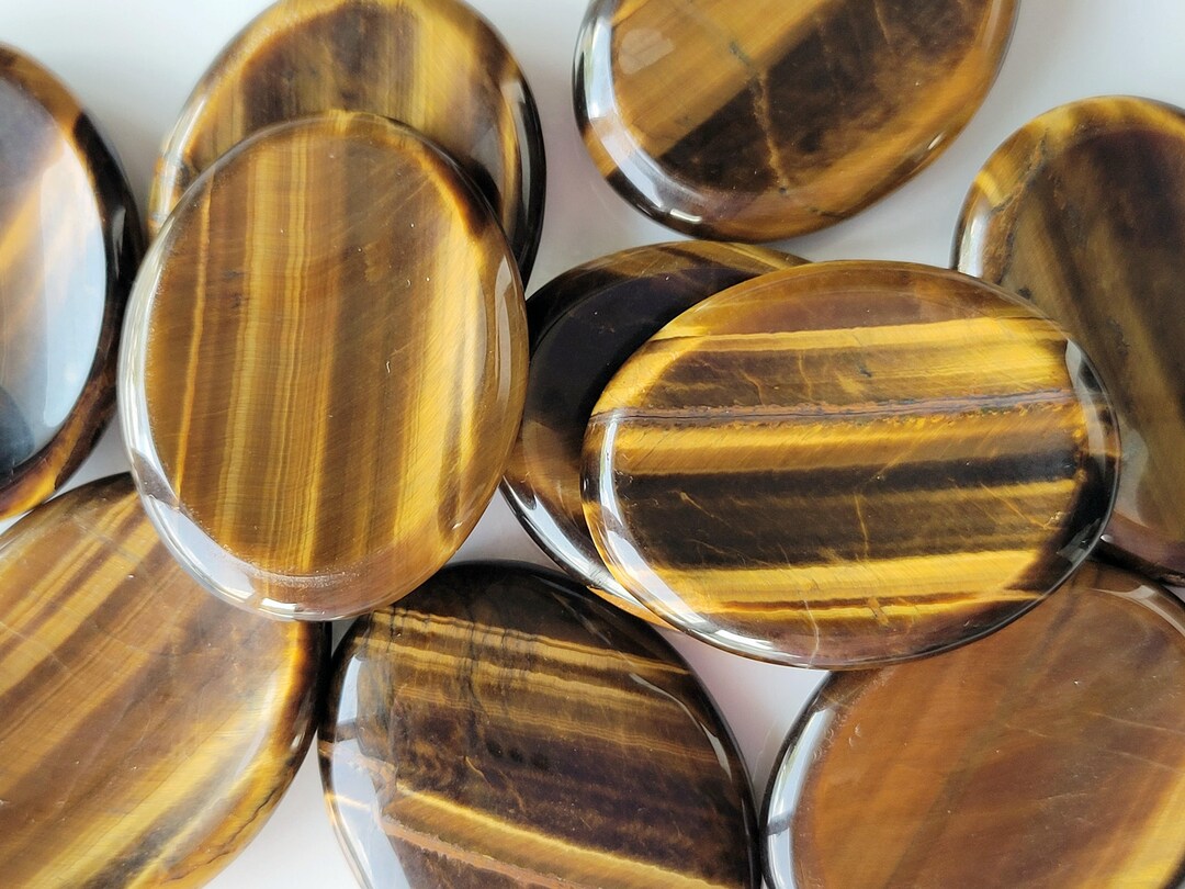 Tiger Eye Worry Stone With Thumb Indent - Crystal Thumb Stone - Healing ...