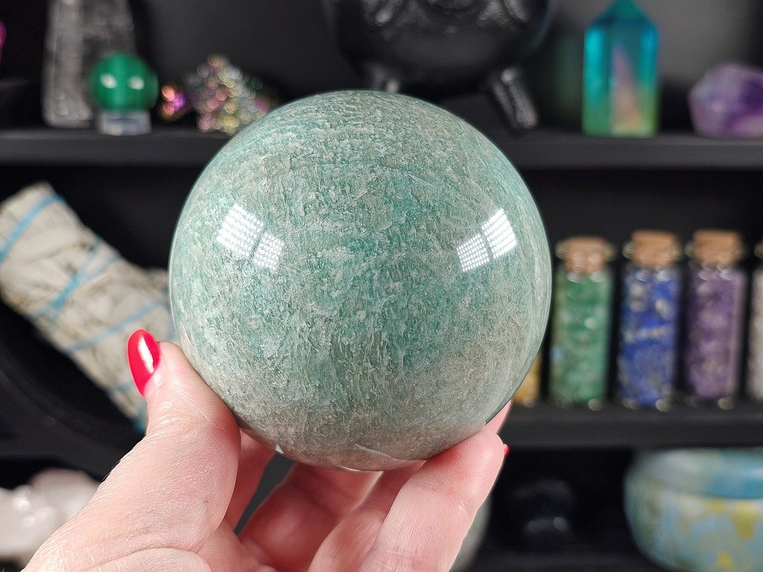 Large Amazonite Sphere With Flash - Healing Crystal - Crystal Sphere - Etsy