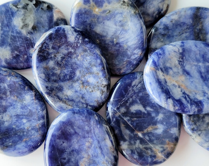 Sodalite Worry Stone With Thumb Indent - Crystal Thumb Stone - Healing ...