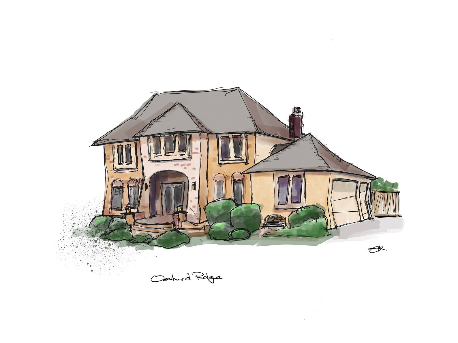 Custom Colored House Sketch - Etsy