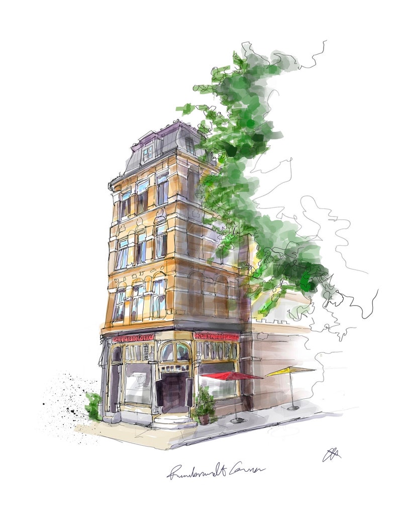 Custom Colored House Sketch - Etsy
