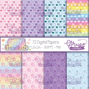 Gabby's Kitten House Digital Papers, Seamless Patterns, Gabby's ...