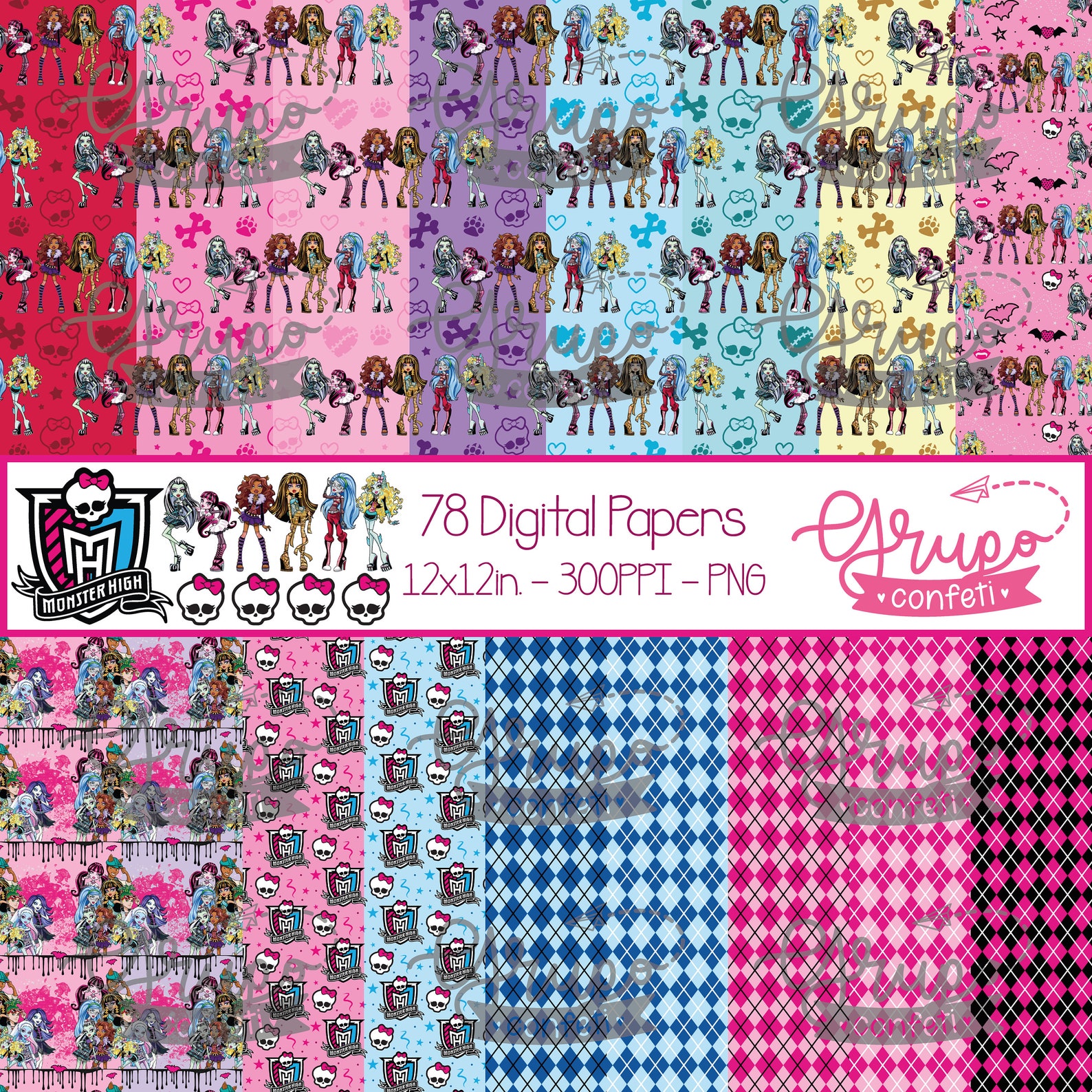 Monster High digital papers Monster High patterns seamless - Etsy España