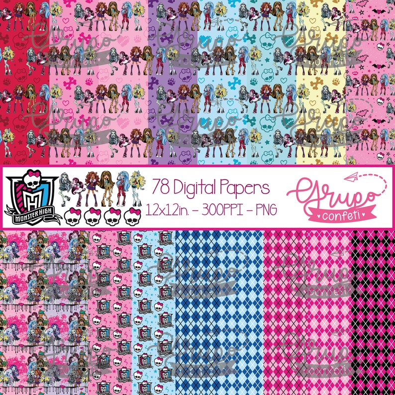 Monster High digital papers Monster High patterns seamless - Etsy España