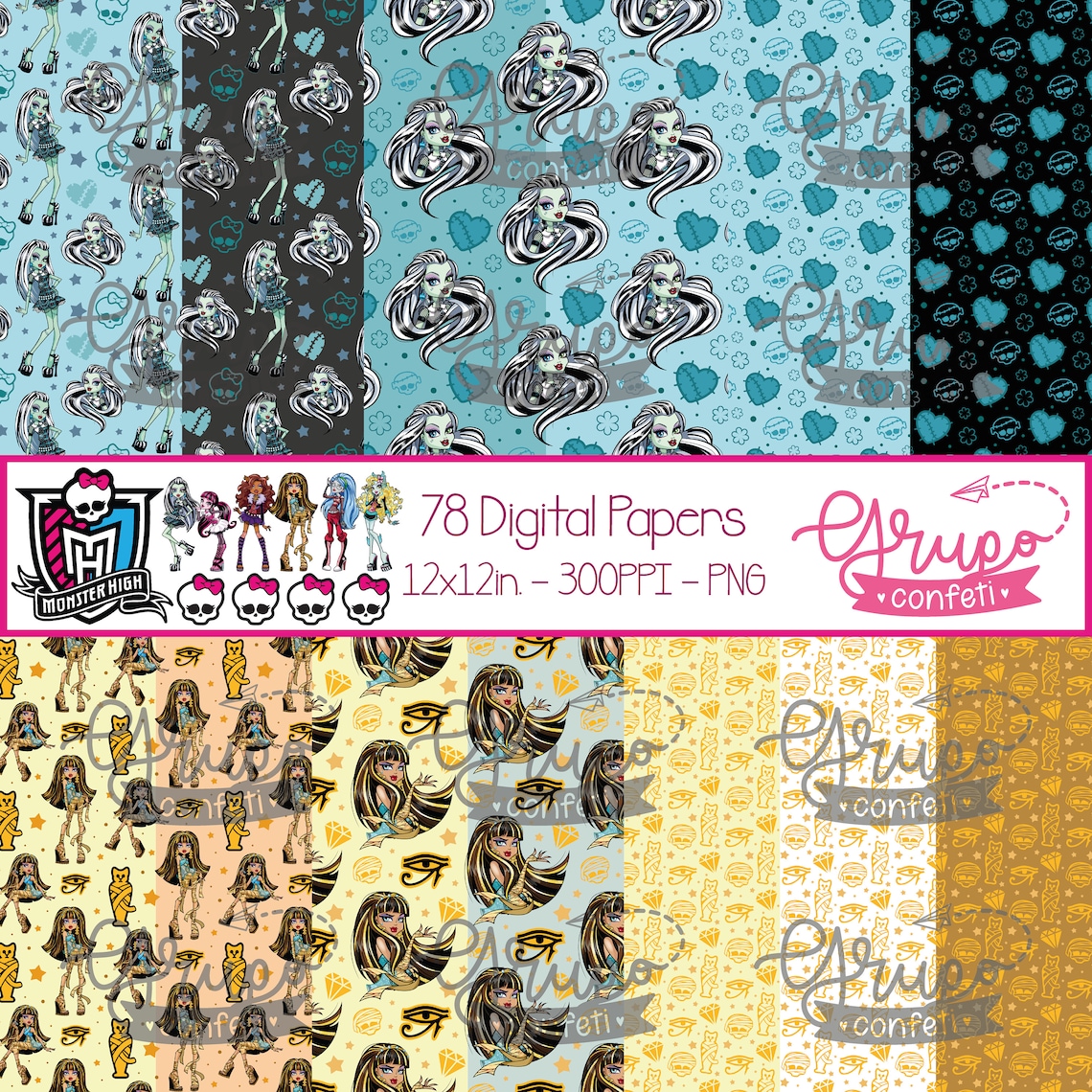 Monster High digital papers Monster High patterns seamless - Etsy España