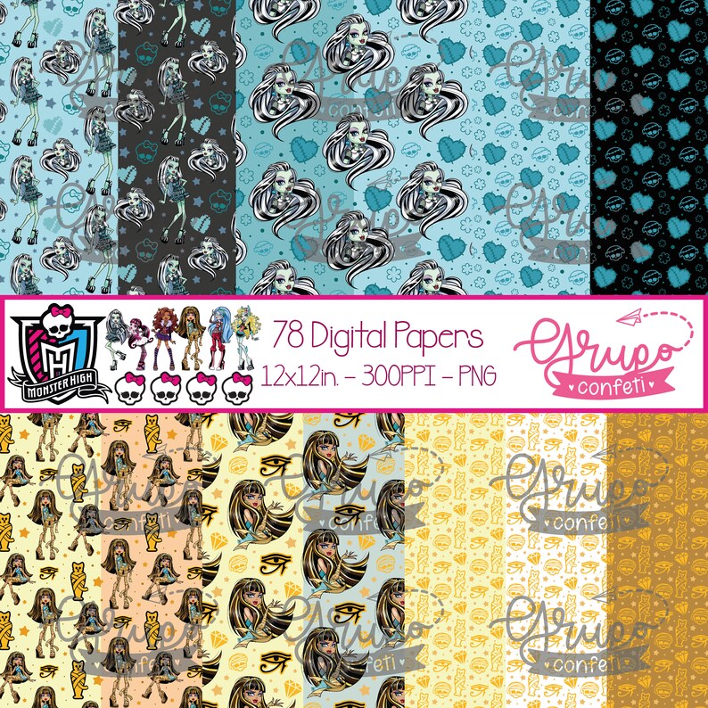 Monster High digital papers Monster High patterns seamless - Etsy España