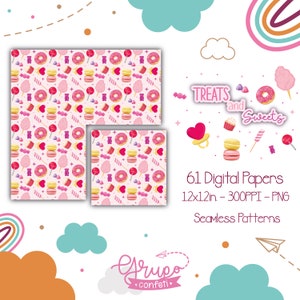 Treats and Sweets Digital Papers, Digital Download, Seamless Patterns ...