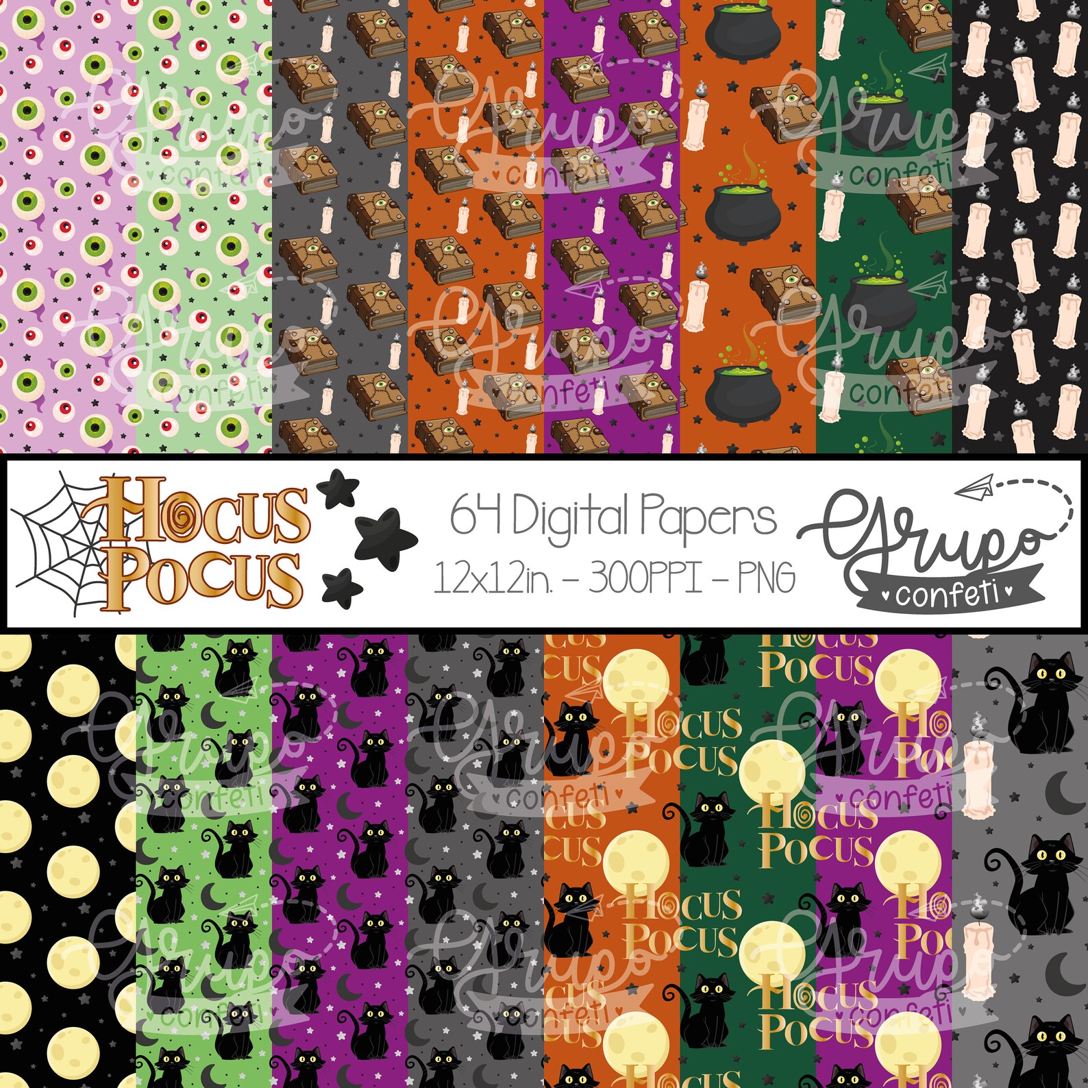 Hocus Pocus Digital Papers Digital Download Seamless - Etsy