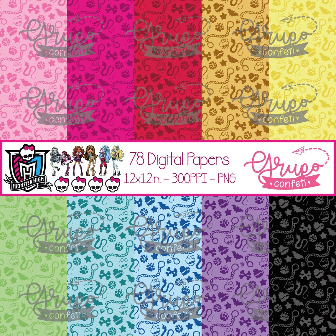 Monster High digital papers Monster High patterns seamless - Etsy España