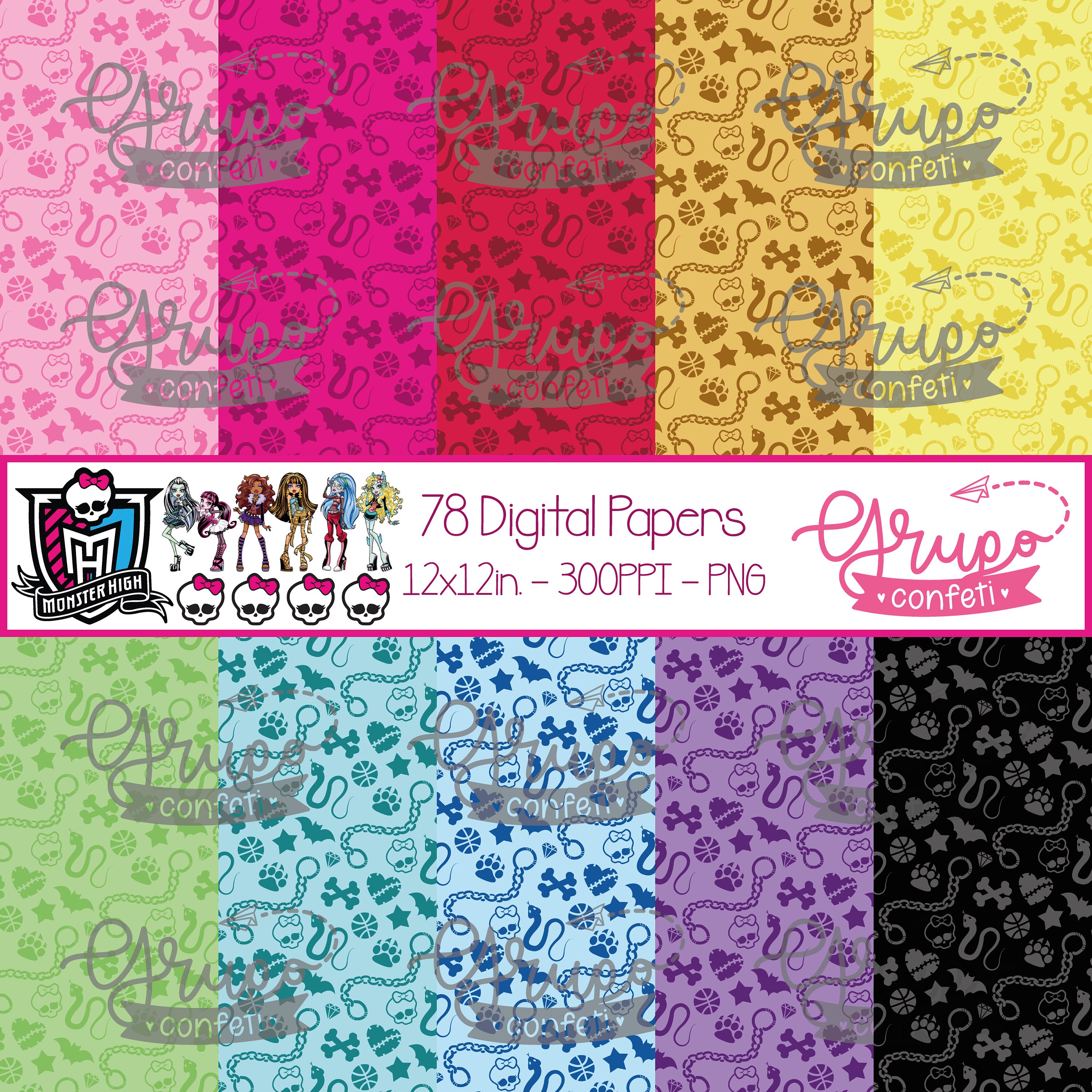 Monster High digital papers Monster High patterns seamless - Etsy España