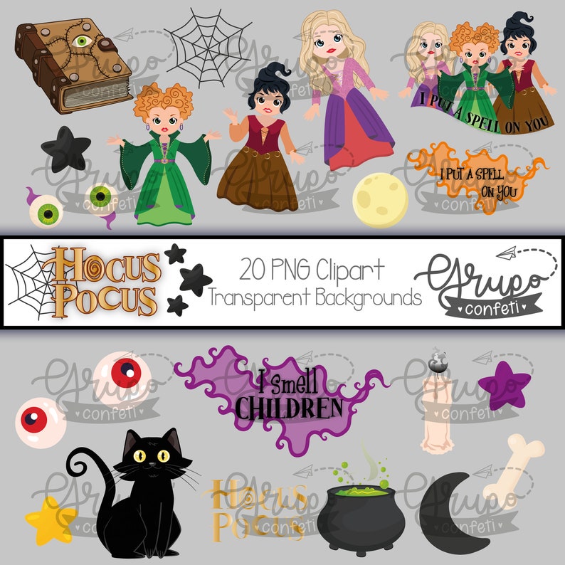 Hocus Pocus Clipart, Digital Download, Clipart Cartoon, Hocus Pocus ...