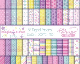 Magic Clown Digital Papers, Digital Download, Seamless Patterns - Etsy