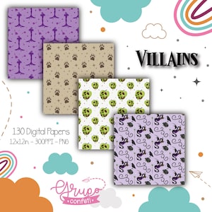 Villains Digital Papers, Digital Download, Ursula, Maleficent, Evil ...