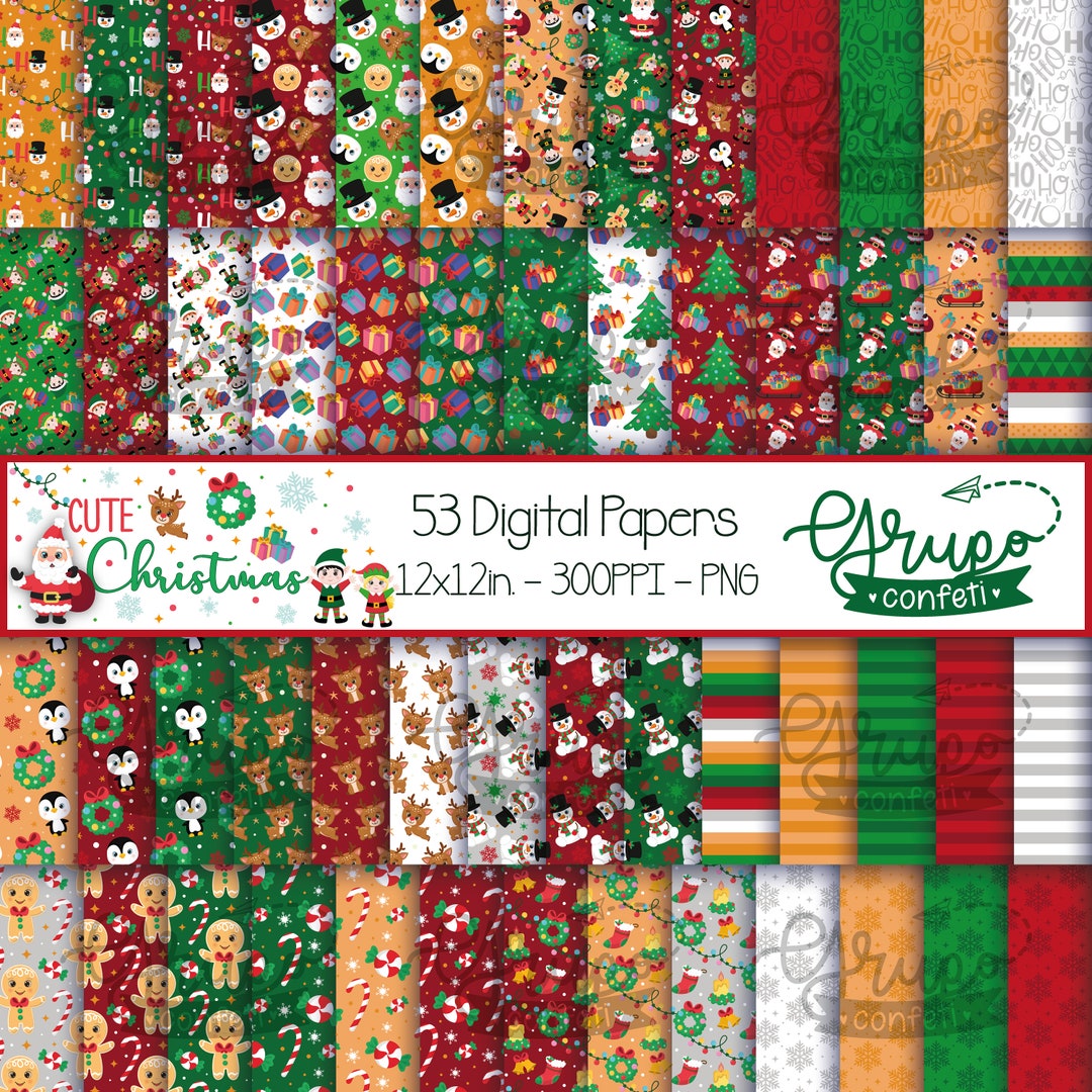 Christmas Digital Paper Bundle, Seamless Patterns, Immediate Digital ...