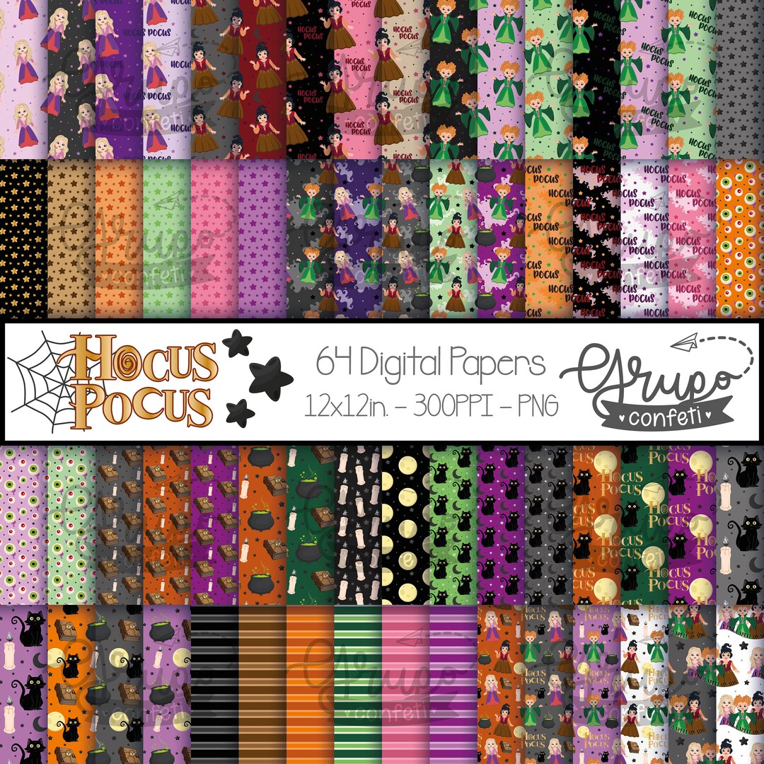 Hocus Pocus Digital Papers, Digital Download, Seamless Patterns, Hocus ...