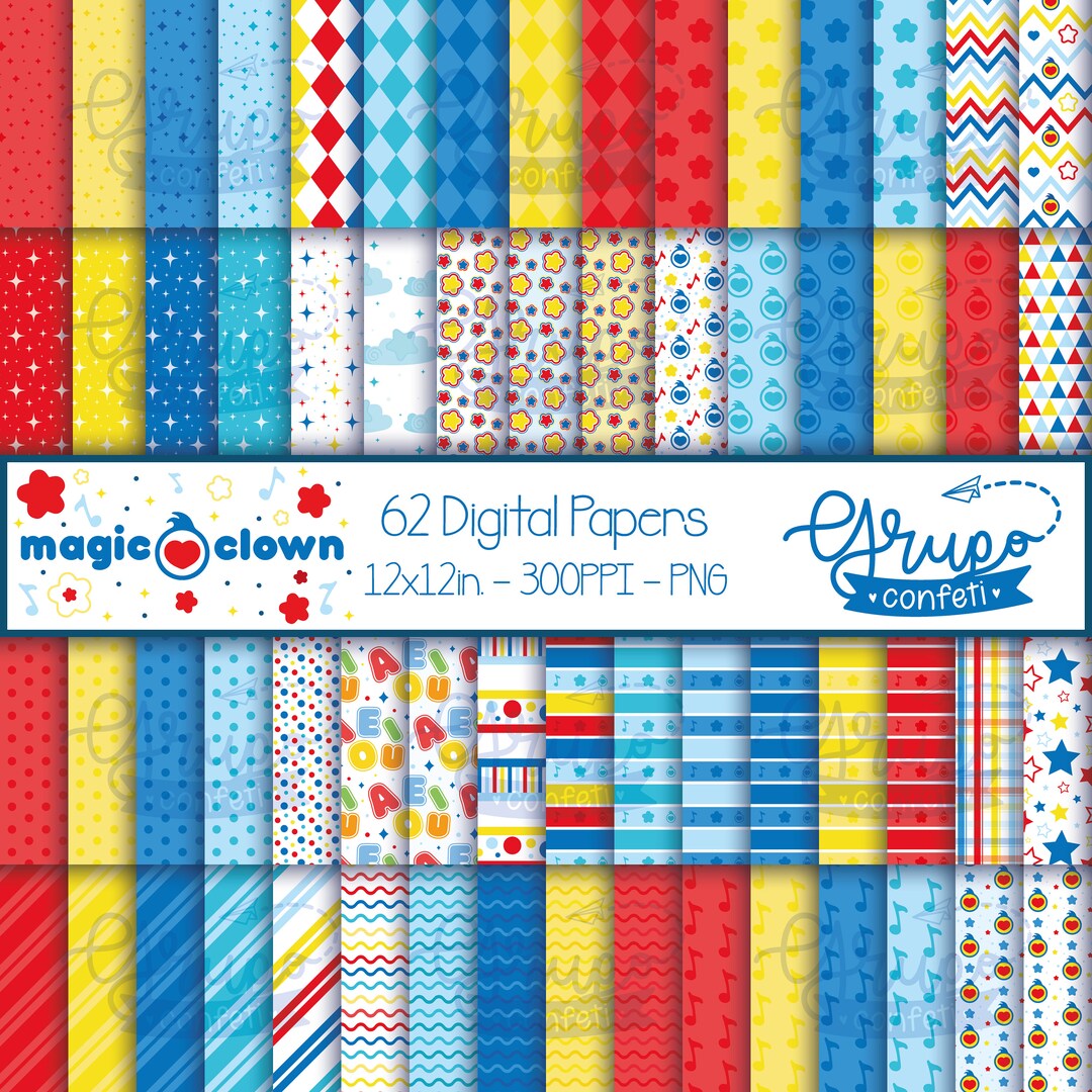 Magic Clown Digital Papers, Digital Download, Seamless Patterns - Etsy
