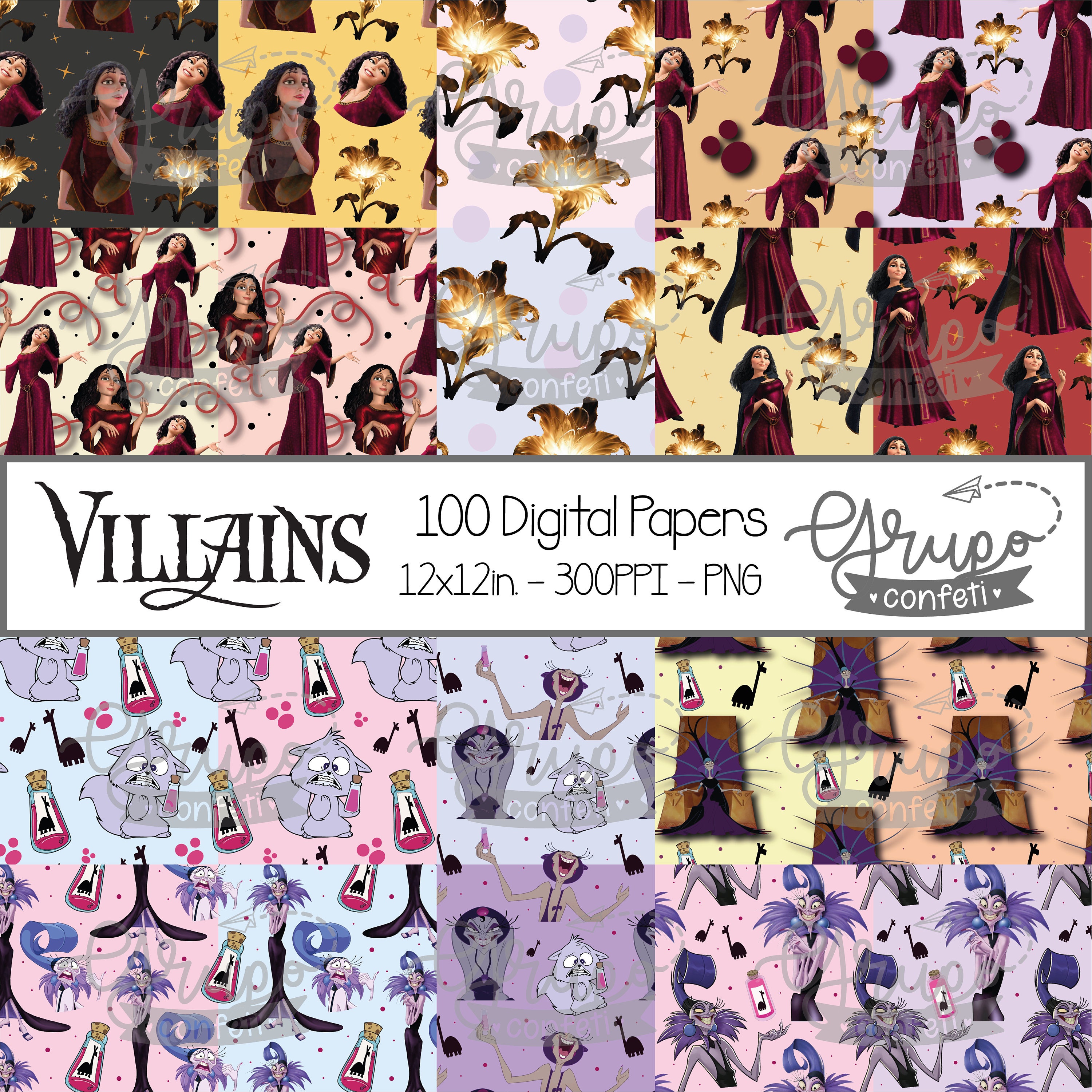 Villains Digital Papers Digital Download Ursula Maleficent - Etsy