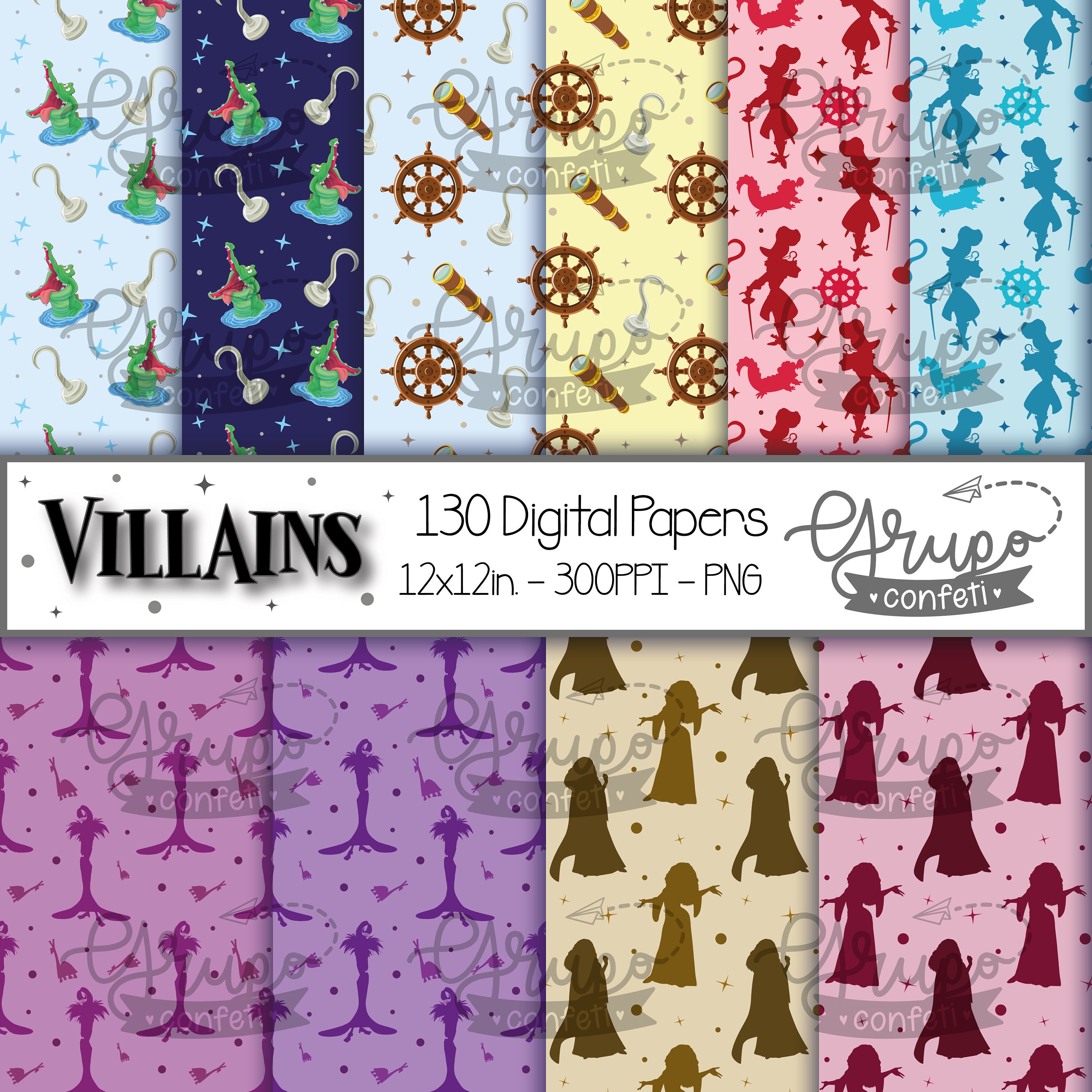 Villains Digital Papers, Digital Download, Ursula, Maleficent, Evil ...