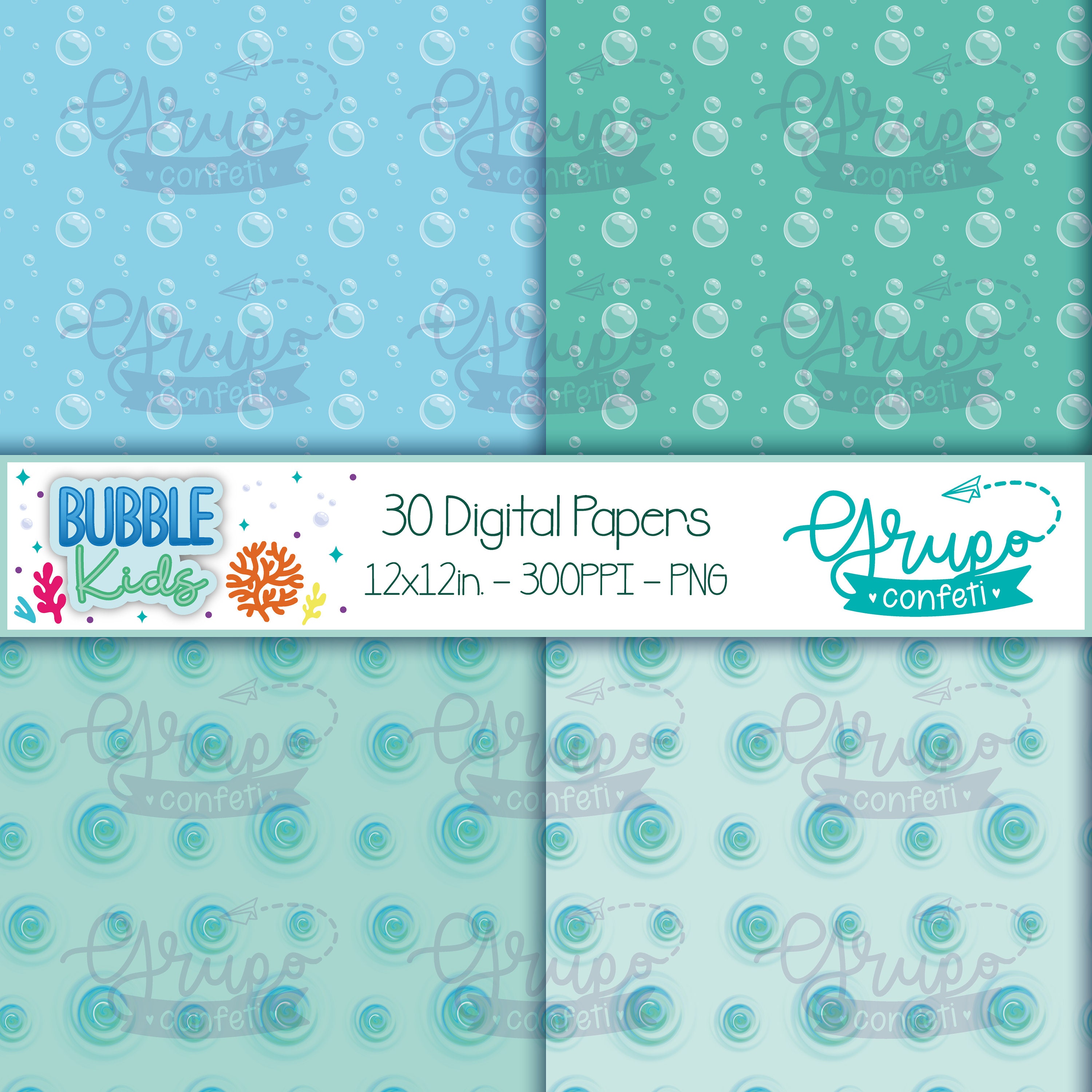 Bubble Kids Digital Papers, Digital Download, Seamless Patterns ...