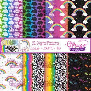 Colorful Lisa, Lisa Frank Inspired Digital Papers, Lisa Frank Patterns ...