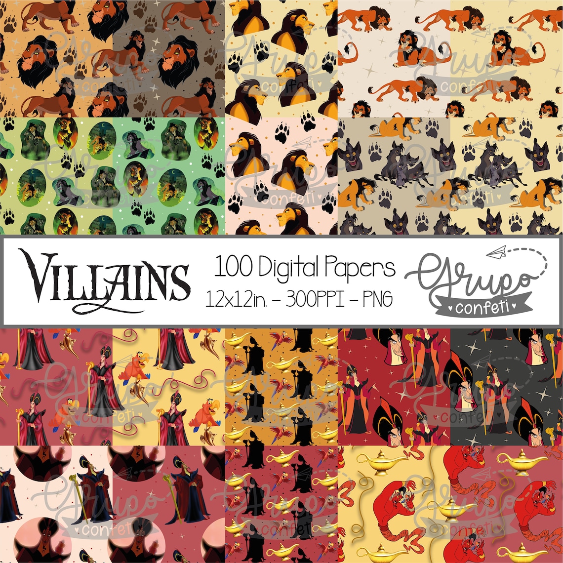 Villains Digital Papers Digital Download Ursula Maleficent - Etsy