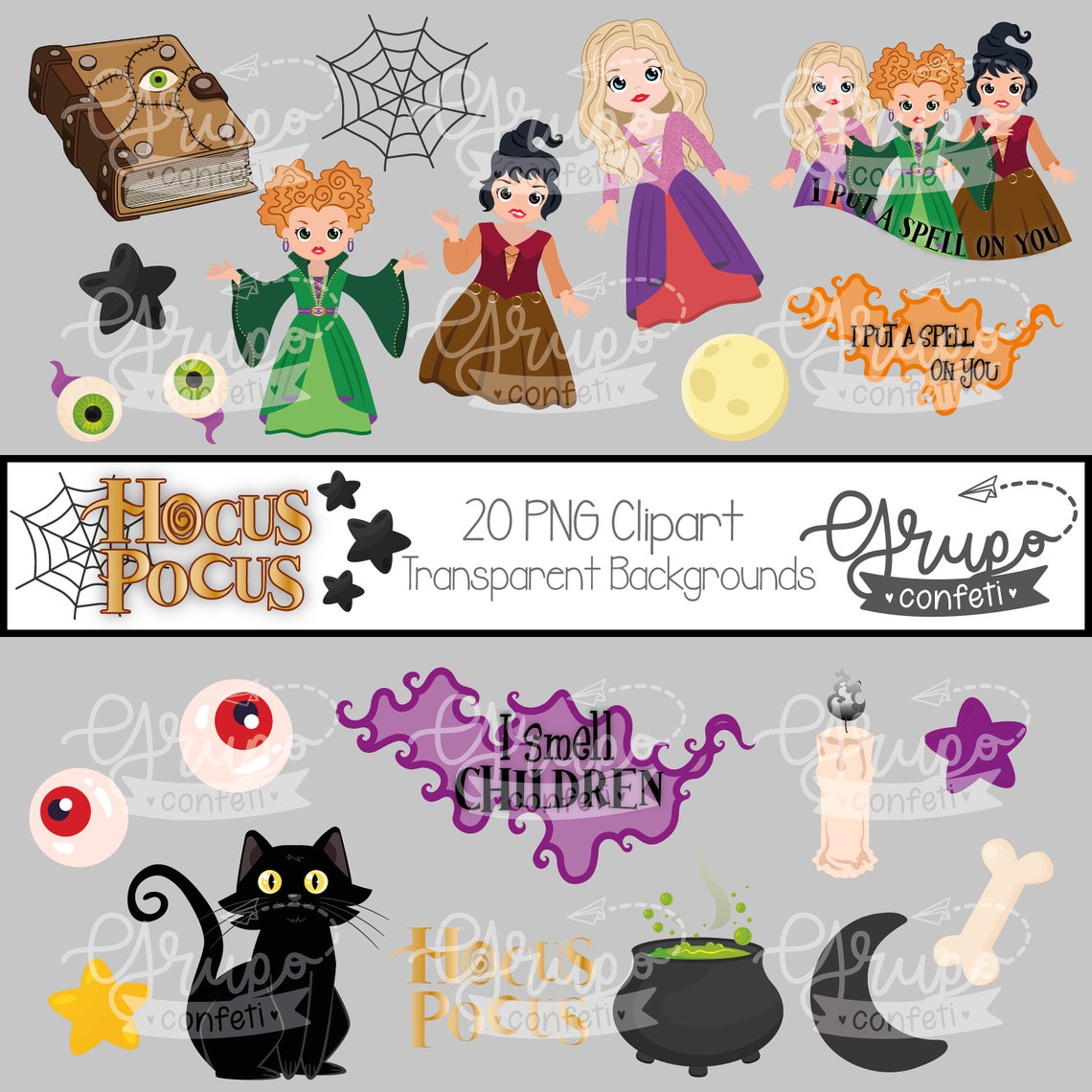 Hocus Pocus Digital Papers and Cliparts Digital Download - Etsy