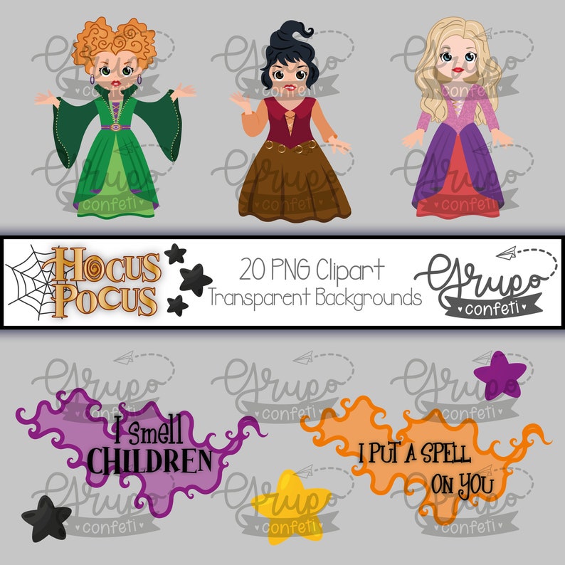 Hocus Pocus Clipart, Digital Download, Clipart Cartoon, Hocus Pocus ...