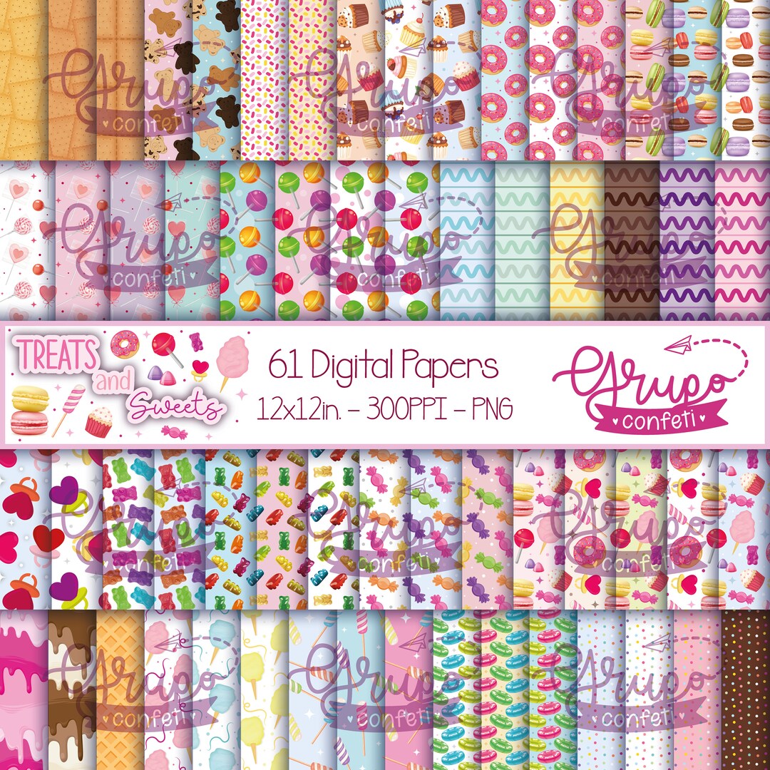 Treats and Sweets Digital Papers, Digital Download, Seamless Patterns ...