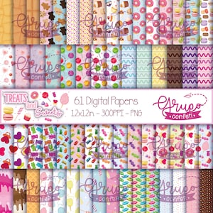Treats and Sweets Digital Papers, Digital Download, Seamless Patterns ...