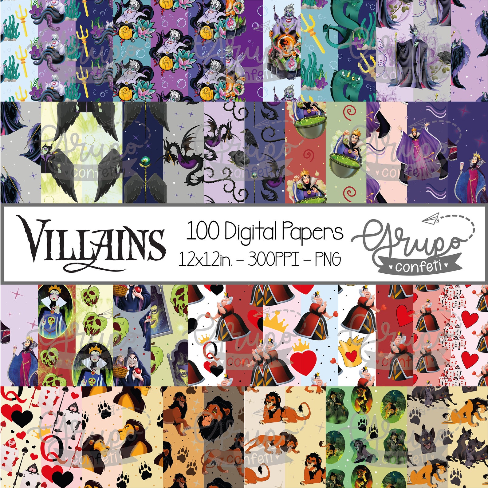 Villains Digital Papers Digital Download Ursula Maleficent | Etsy España