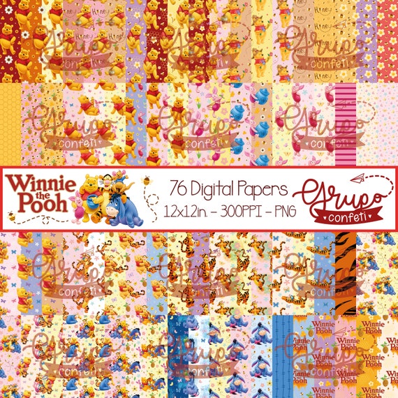 Winnie Pooh Digital Papers Winnie the Pooh Patterns Seamless - Etsy