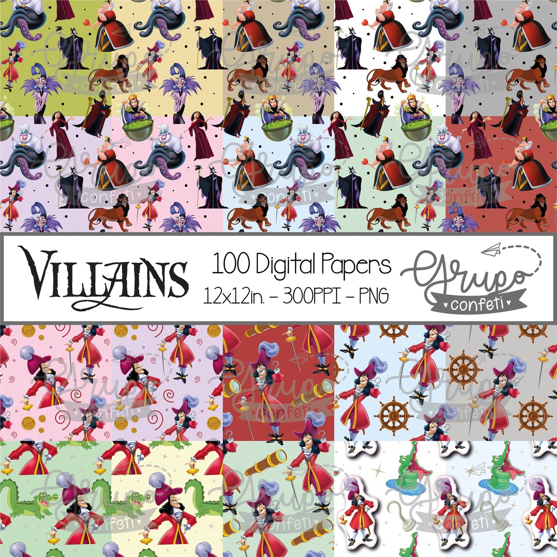 Villains Digital Papers Digital Download Ursula Maleficent | Etsy España