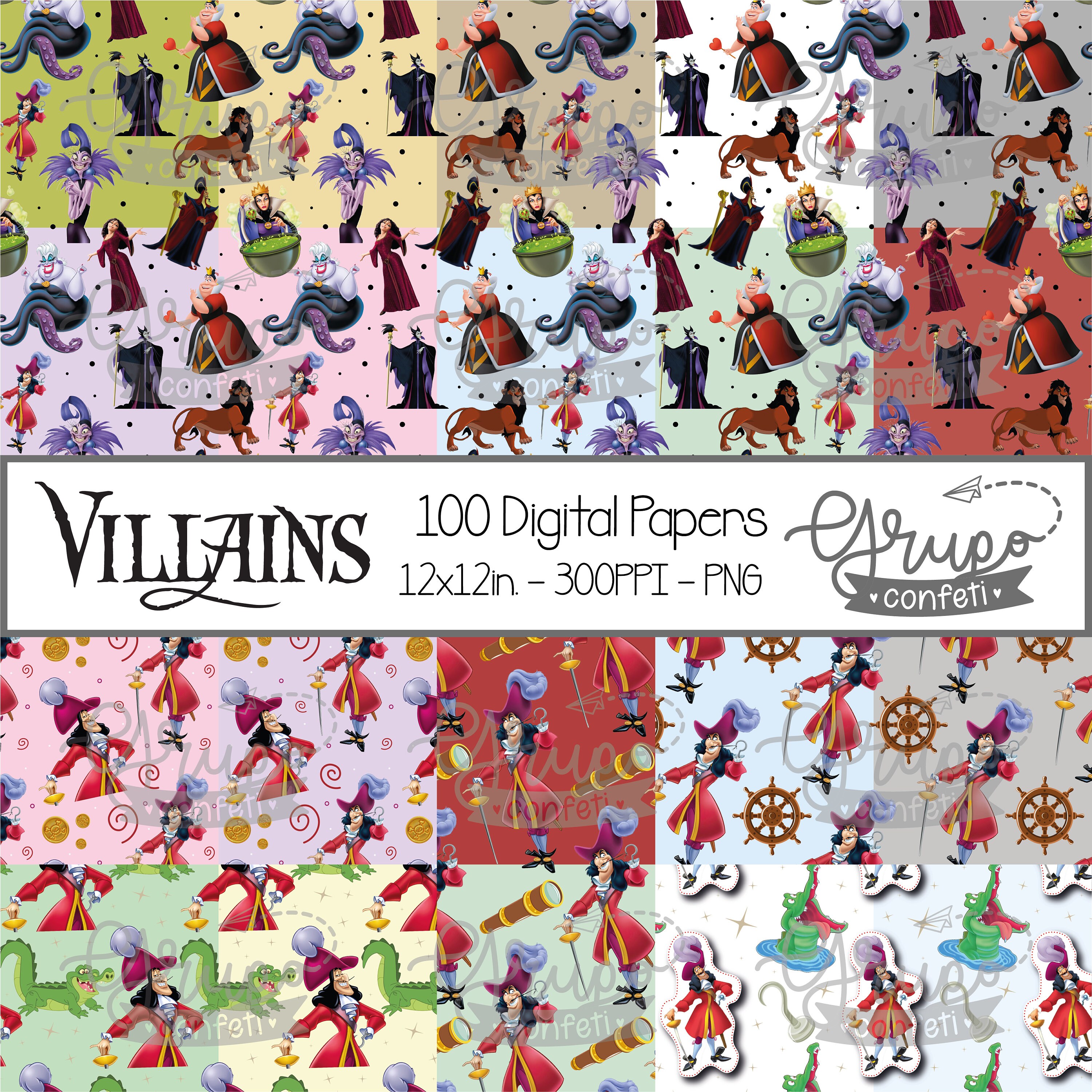 Villains Digital Papers Digital Download Ursula Maleficent | Etsy España