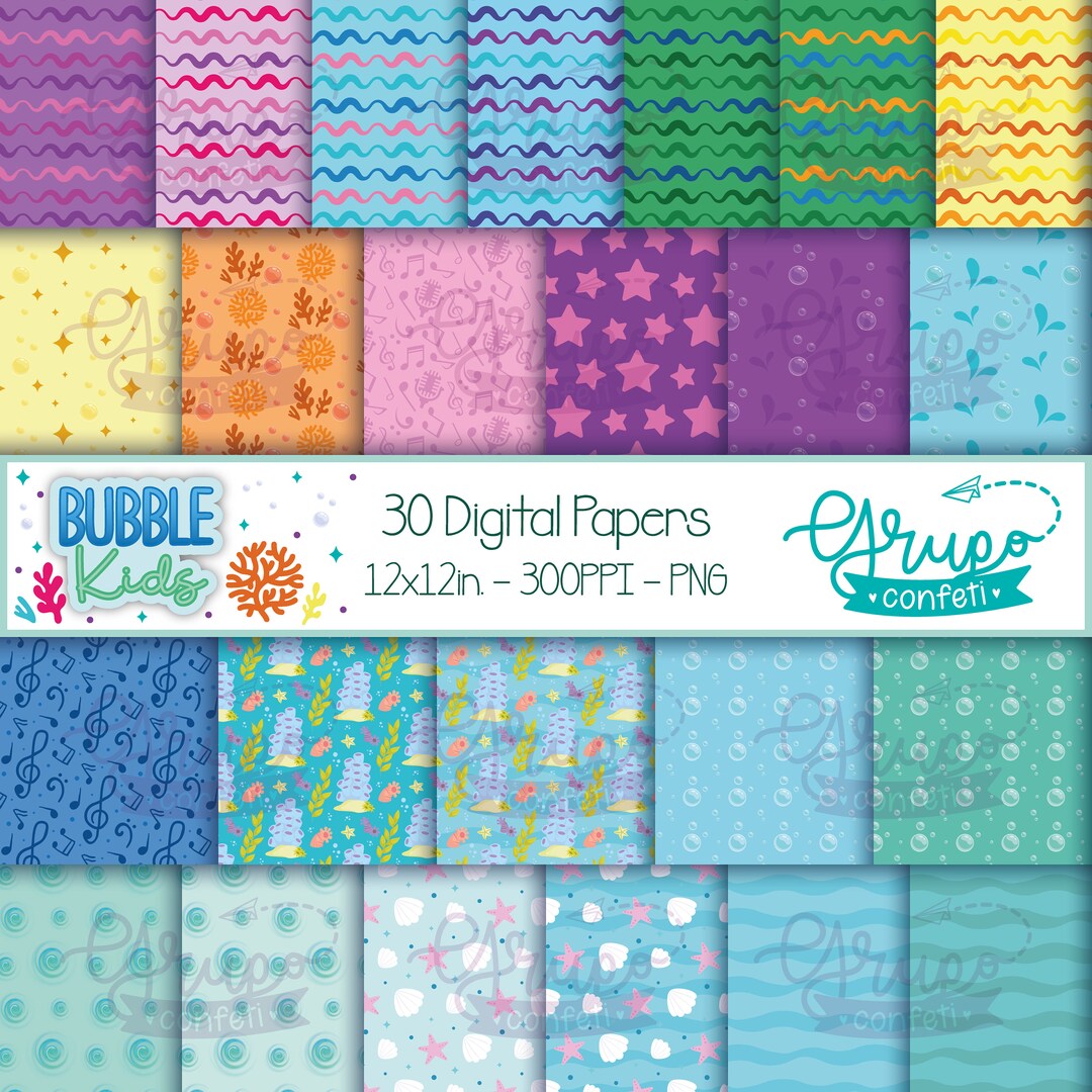 Bubble Kids Digital Papers, Digital Download, Seamless Patterns ...