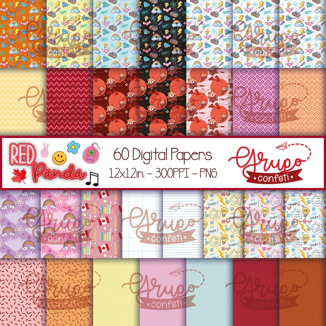 Red Panda Digital Papers, Digital Download, Turning Red Movie Inspired ...