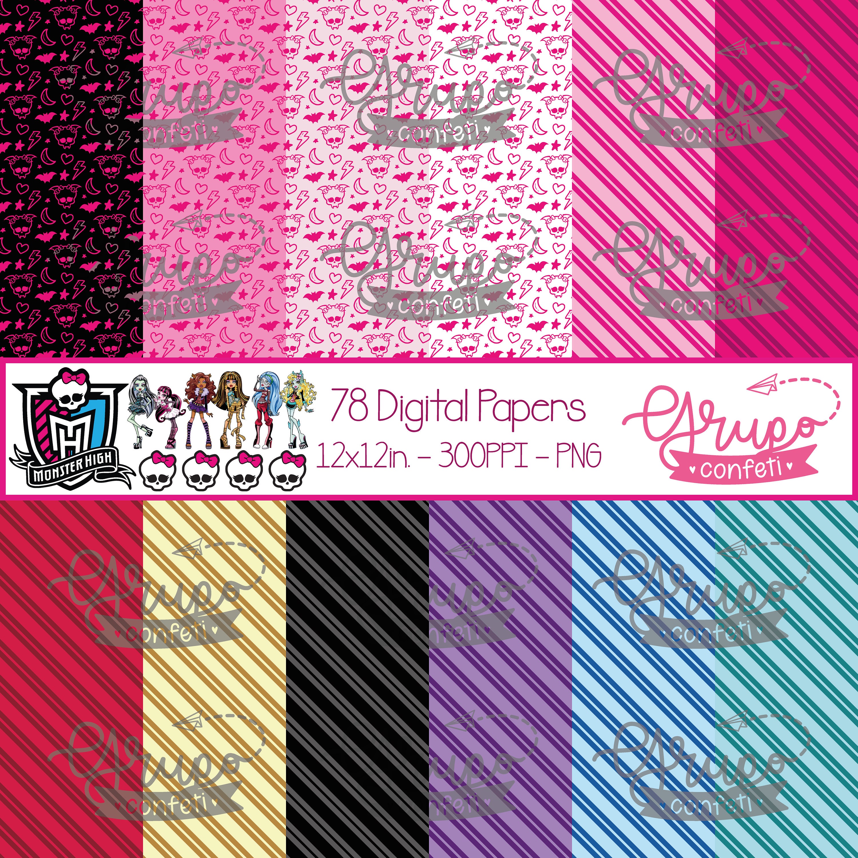 Monster High digital papers Monster High patterns seamless - Etsy España