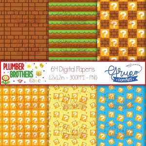 Plumber Brothers Game digital papers, Plumber Brothers Movie seamless ...