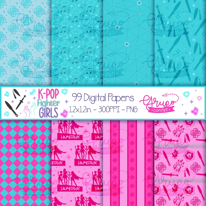 KPOP Fighter Girls Seamless Digital Papers – 99 Pngs 12x12in – K-pop ...