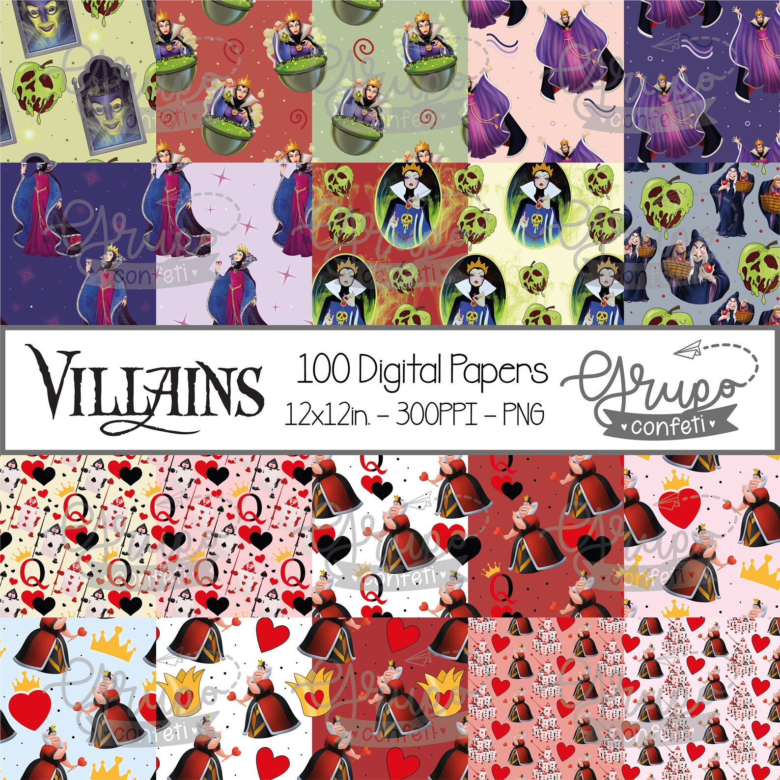 Villains Digital Papers Digital Download Ursula Maleficent | Etsy España