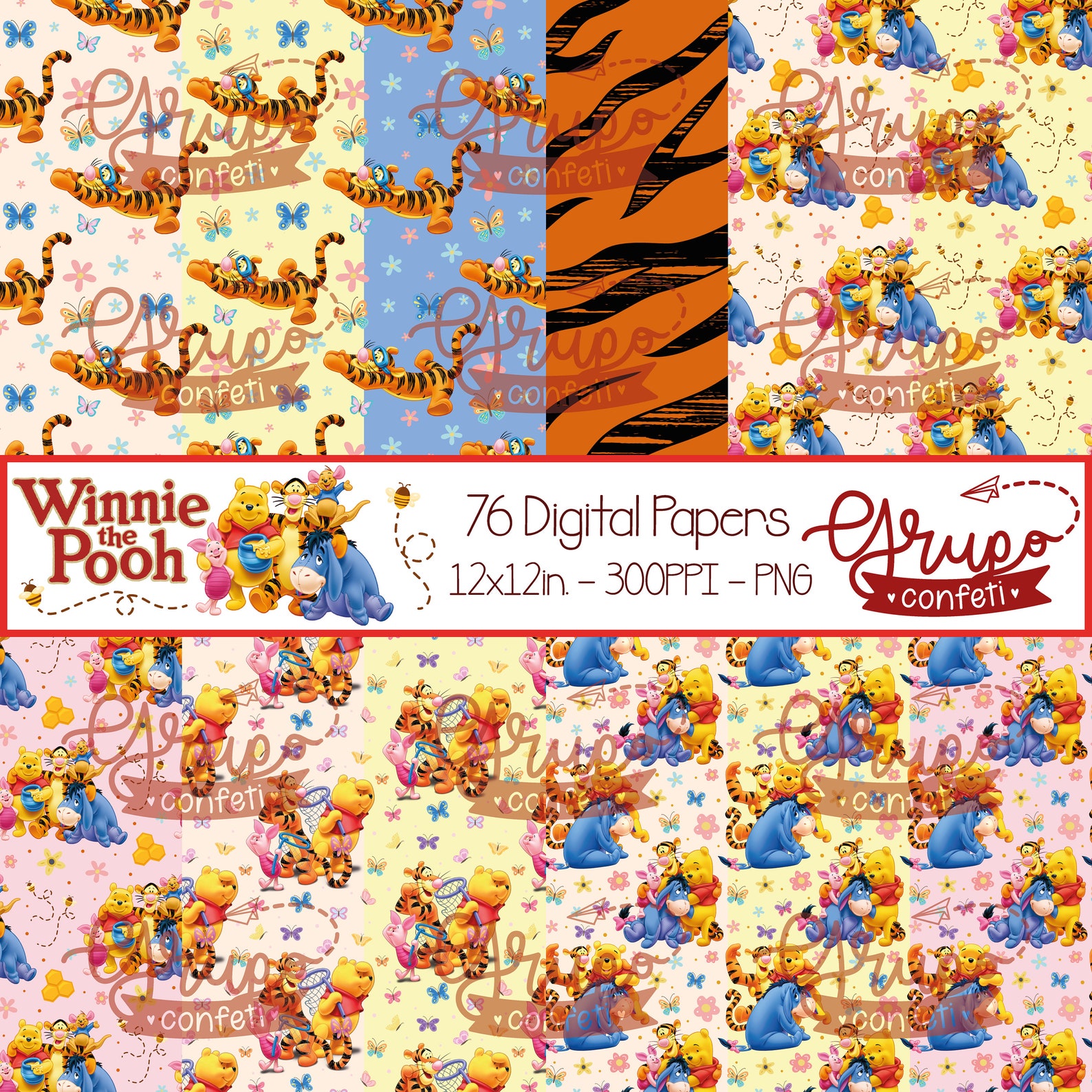 Winnie Pooh Digital Papers Winnie the Pooh Patterns Seamless - Etsy