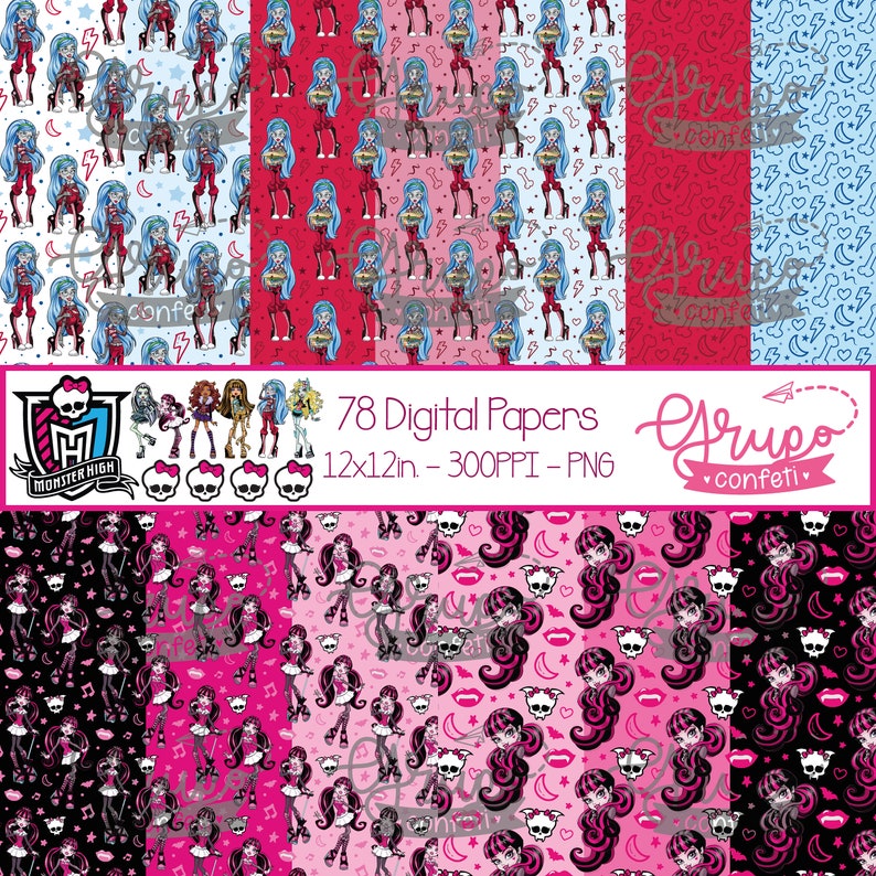 Monster High digital papers Monster High patterns seamless - Etsy España