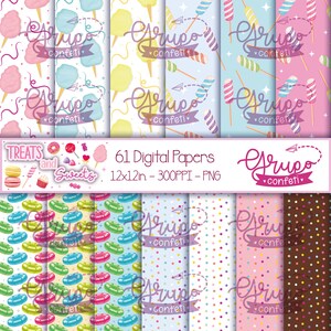 Treats and Sweets Digital Papers, Digital Download, Seamless Patterns ...